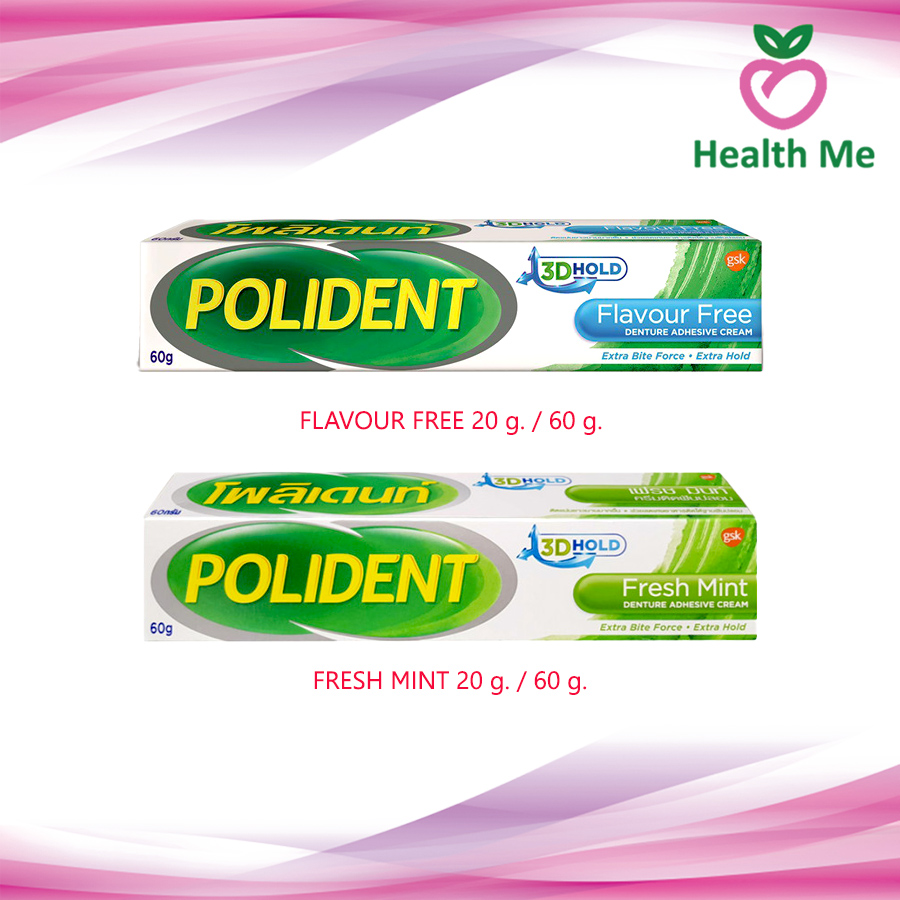 Polident โพลิเดนท์ ครีมติดฟันปลอม Fresh mint & Flavour Free 20 g./ 60 g ...