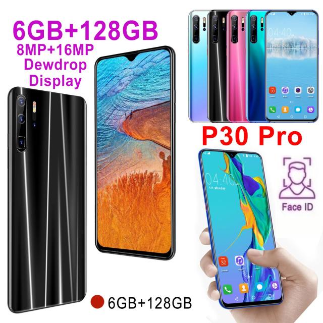 P30pro Android 9.0 Smartphone 6.3'' HD IPS Waterdrop Display 6GB RAM 128GB ROM 4800mAh Dual Cams ...