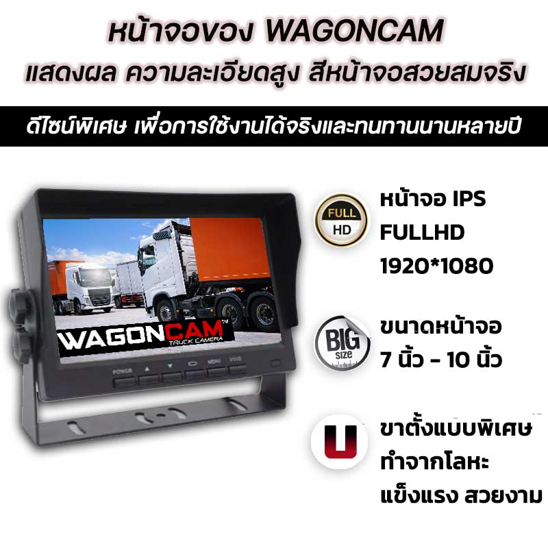 WAGONCAM กล้องติดรถบรรทุก กล้องติดรถบัส กล้องรถพ่วง แบบภายนอก รุ่น 1M2C กล้อง 2 ตัว พร้อมจอ ...