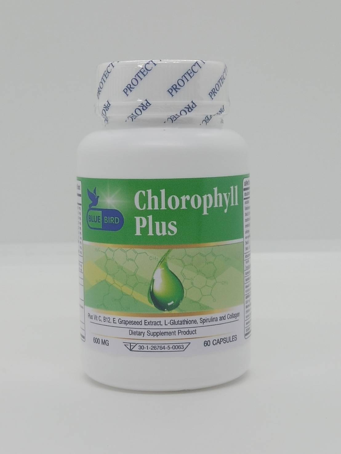 คลอโรฟิลล์ Chlorophyll Plus ขนาด 600 มิลลิกรัม 60 แคปซูล ตราบลูเบิร์ด ...