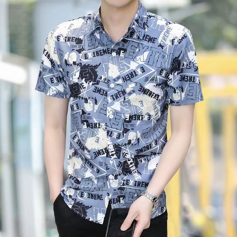 kct shopเสื้อเชิ้ตแขนสั้นผู้ชาย สไตล์เกาหลี แนวสตรีท ลายอักษร เสื้อผ้า ...