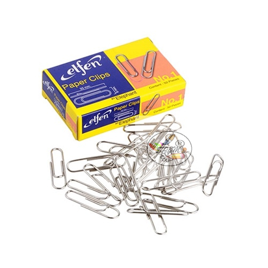 Paper Clip ลวดเสียบกระดาษ Elfen แบบกลม แบบเหลี่ยม No.1 กล่อง 50ตัว (แพค ...