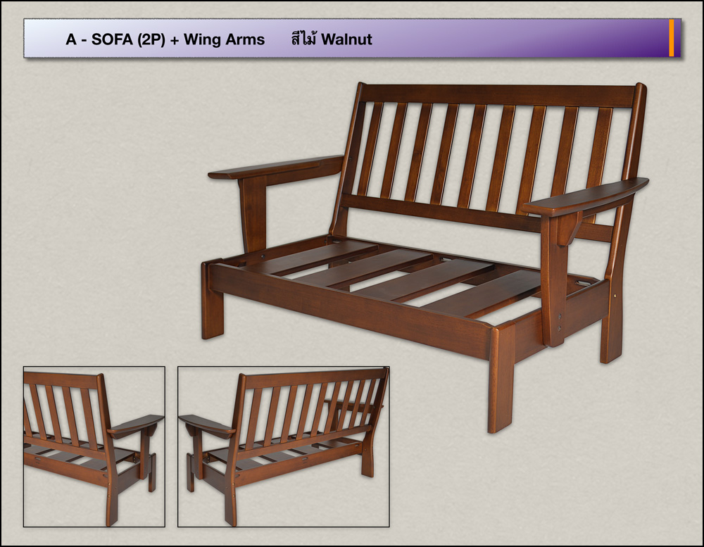APINA | ชุดโซฟาระบบประกอบเฟรมไม้ 2 ที่นั่ง ท้าวแขนปีก A-SOFA(2P)+Wing Arms - APINA FURNITURE ...