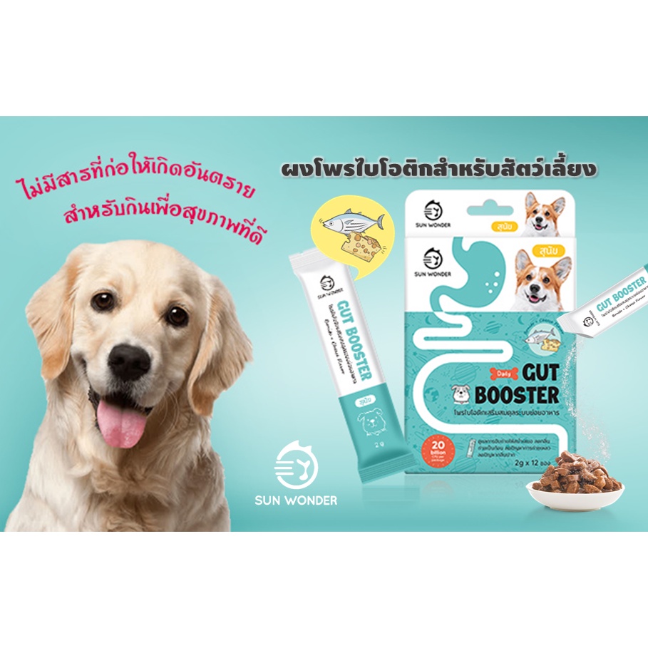 Sun Wonder Gut Booster โพรไบโอติกสำหรับสุนัข เเก้ท้องเสีย ท้องอืด ระบบ ...