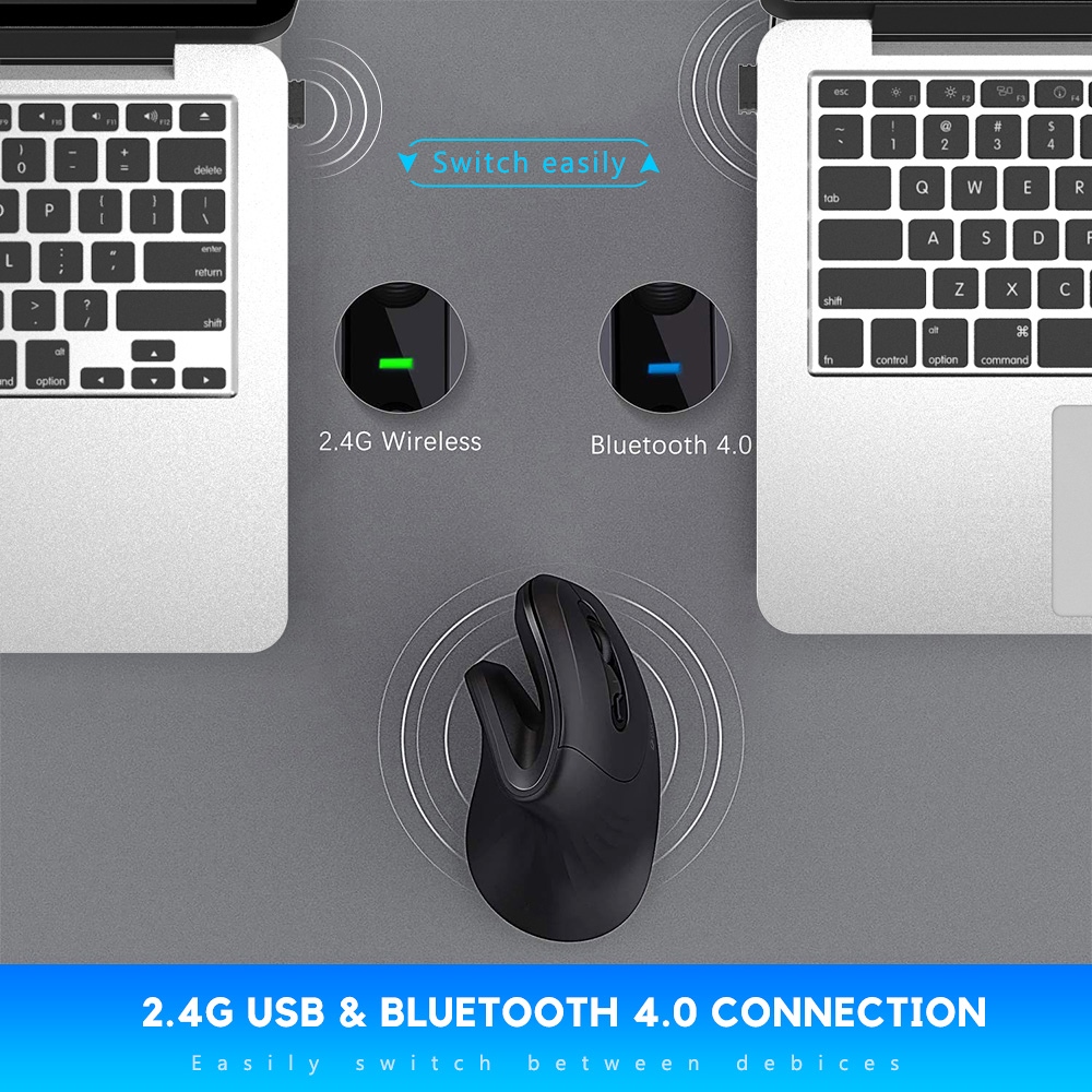 DAREU Bluetooth Silent Mouse BT 2.4Ghz Dual Mode Wireless Vertical ...