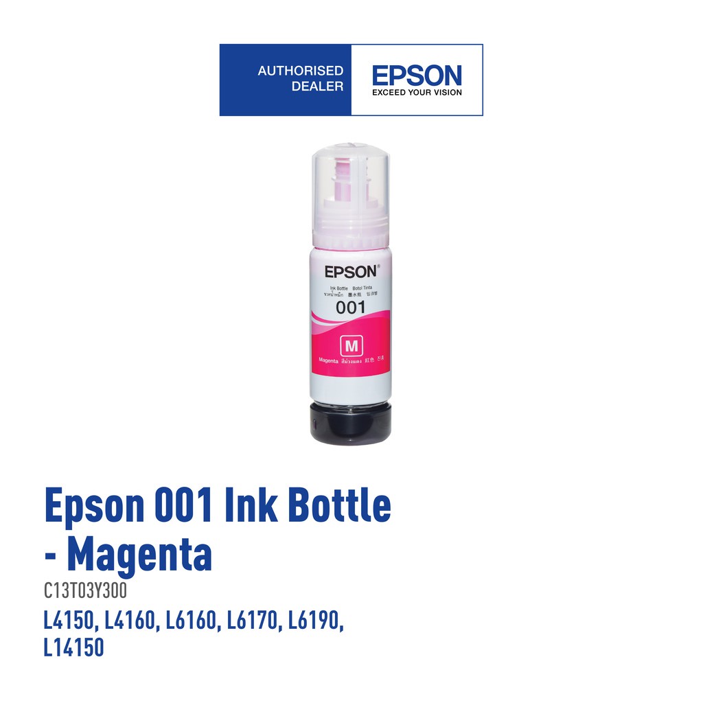 Epson 001 ink (Original) 1ชุด 4 สี ：BKดำ Cฟ้า Mแดง Yเหลือง หมึกเติม ...
