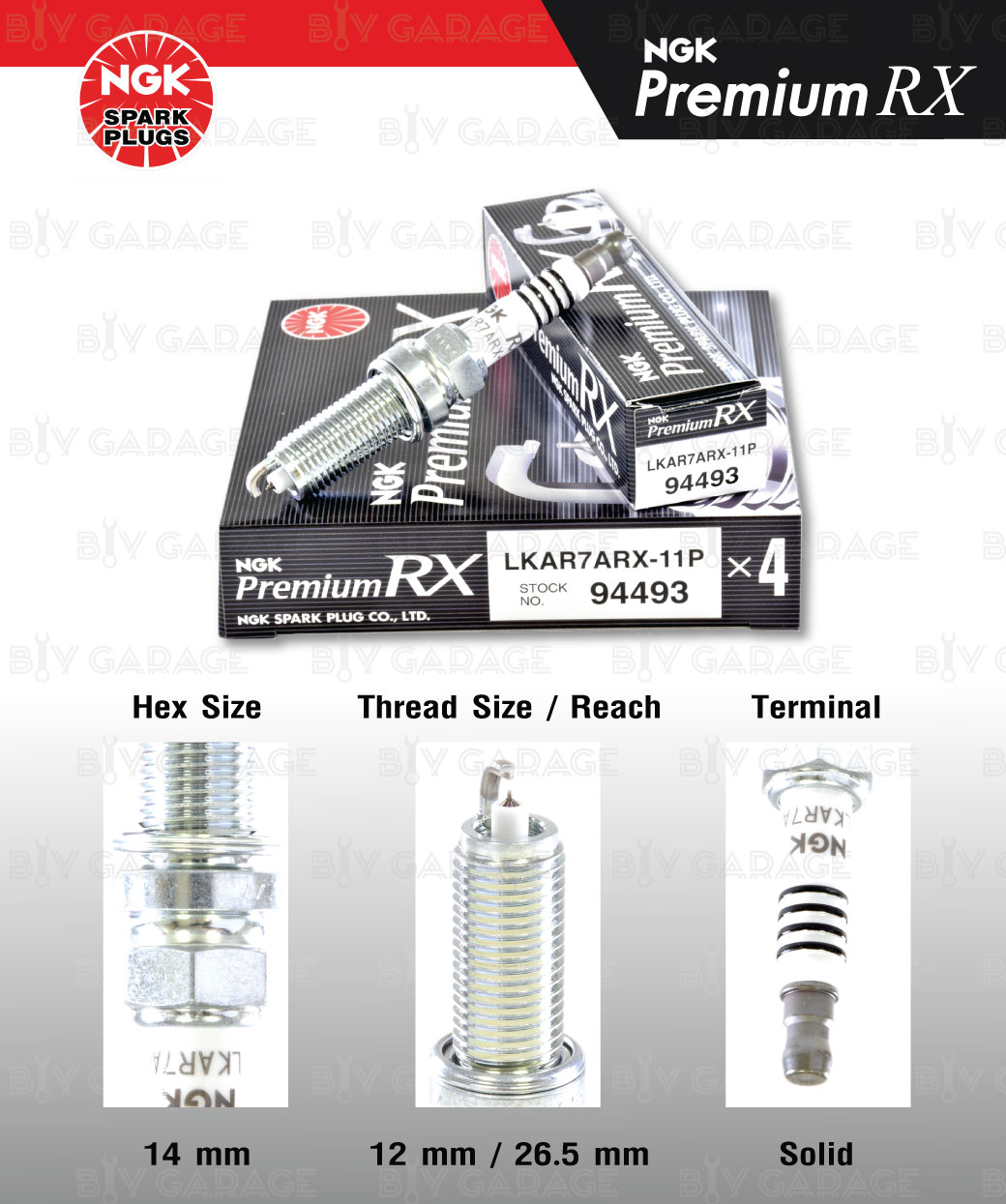 NGK หัวเทียน Premium RX ขั้ว Ruthenium LKAR7ARX-11P ใช้สำหรับ Mazda2 Mazda3 Skyactive CX-5 ...