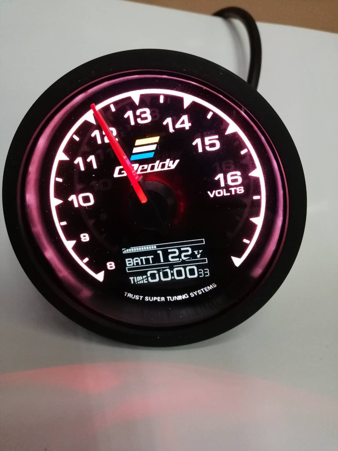 เกจ Greddy วัดความร้อนหม้อน้ำ เปลี่ยนสีได้ 7 สี มีค่าวัดโวลท์แสดงบนหน้า ...