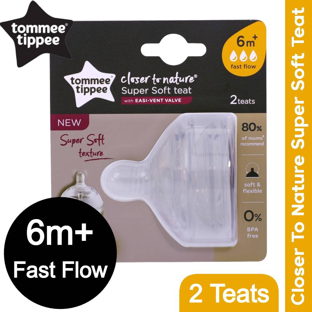 Tommee Tippee Closer to Nature Super Soft Teats (Fast Flow) 6m ...