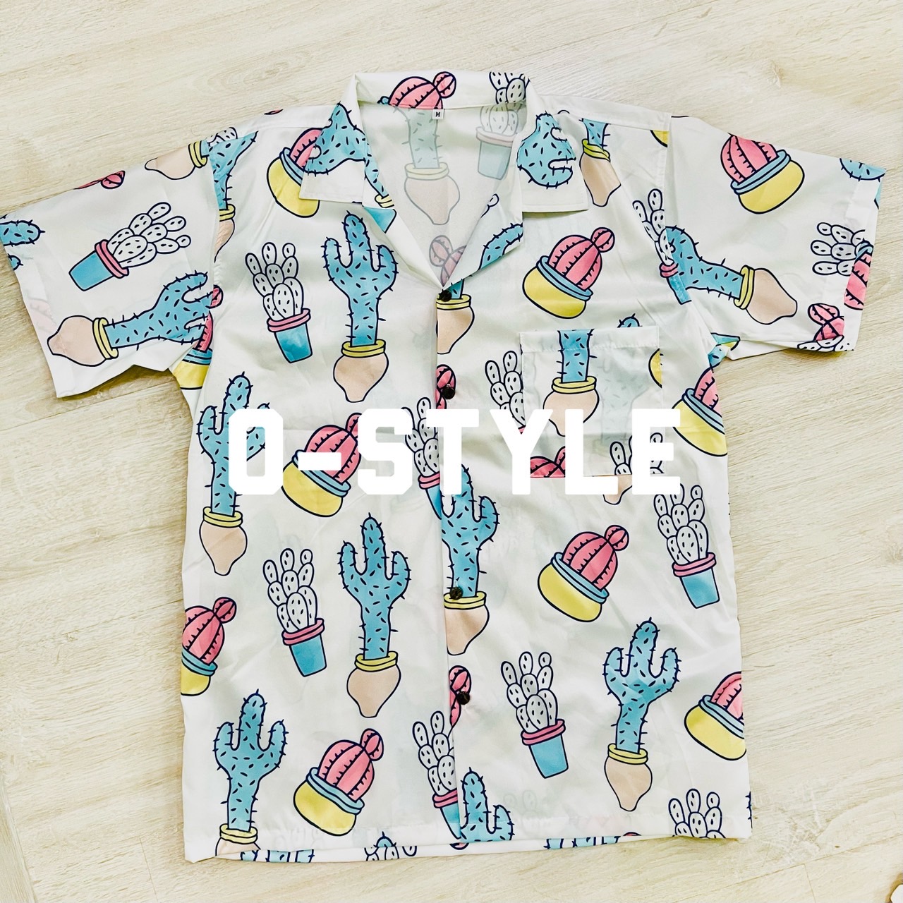 เสื้อฮาวาย ผ้าไหมอิตาลี H228 กระบองเพชร - O-style249 - ThaiPick