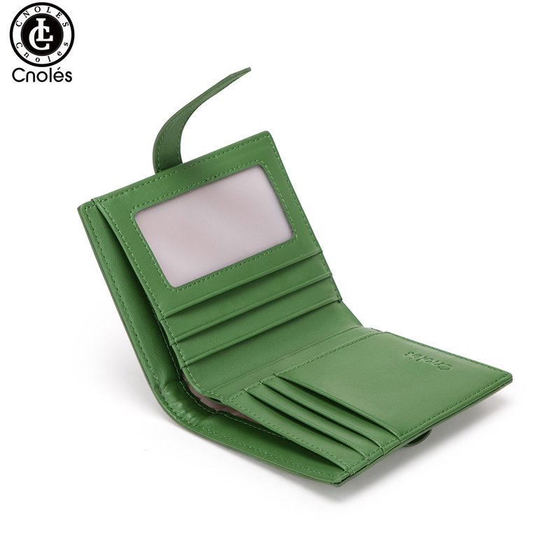Cnolés กระเป๋าสตางค์แฟชั่นสตรีหนังสีเขียว,กระเป๋าใส่บัตรผู้หญิงแบบพกพา ...