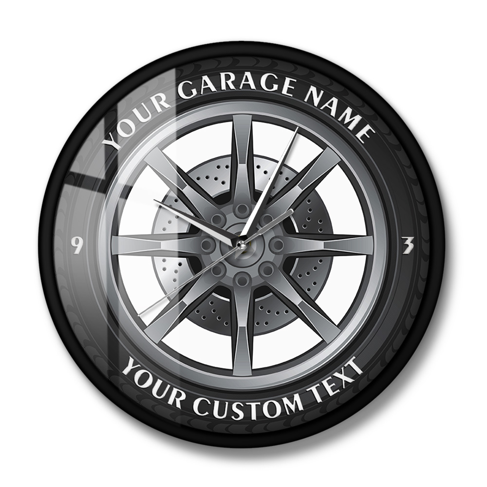Car Service Repair Garage Owner Tire Wheel Custom Car Auto Wall Clock ...