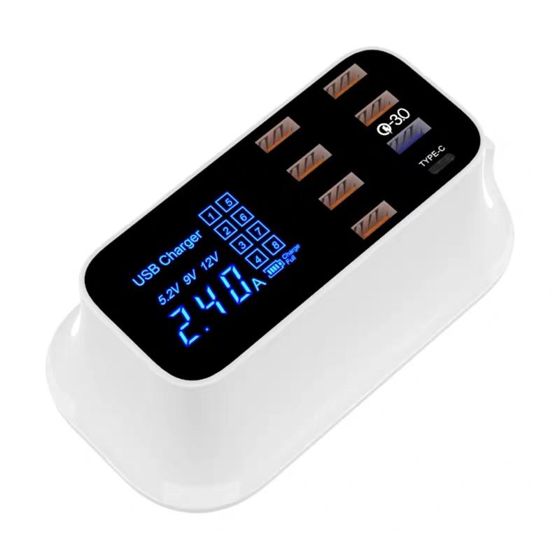 New 8-port ช่องพร้อมช่องType-C USB LCD Display mobile phone fast charge ...