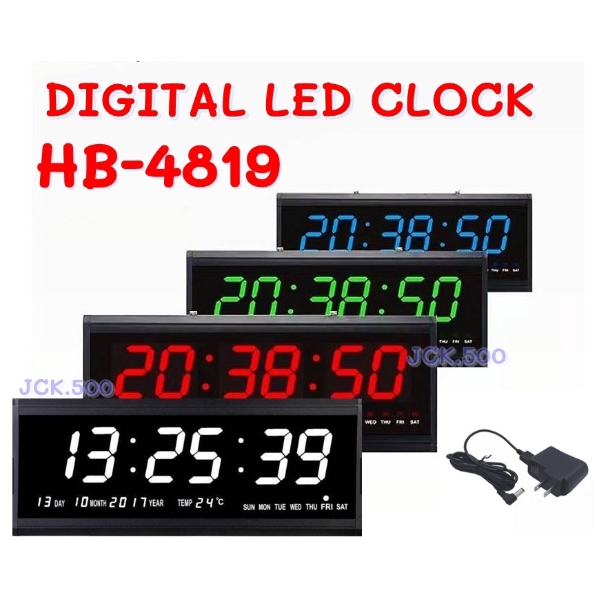 ๋Jinhengนาฬิกาดิจิตอล นาฬิกาติดผนัง LED Number Clock ขนาด 48x18.5x5cm ...