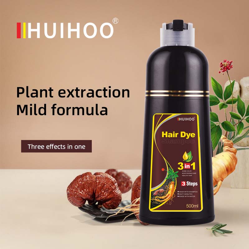 จัดส่งได้ทันที แชมพูปิดผมหงอก HUIHOO ปริมาณ 500 ml หยุดหงอก ไม่ต้องย้อมแค่สระ หงอกหายทันที ผมดำ ...