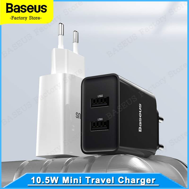 Baseus Speed Mini Dual U Travel Charger 10.5W Black Charging SetsEU ...