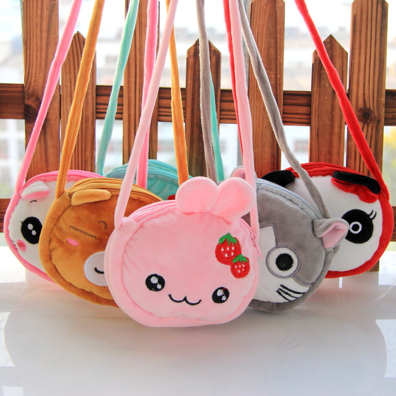 Lovely Children Coin Purse Cartoon Plush Messenger Bags Cute Animal ...