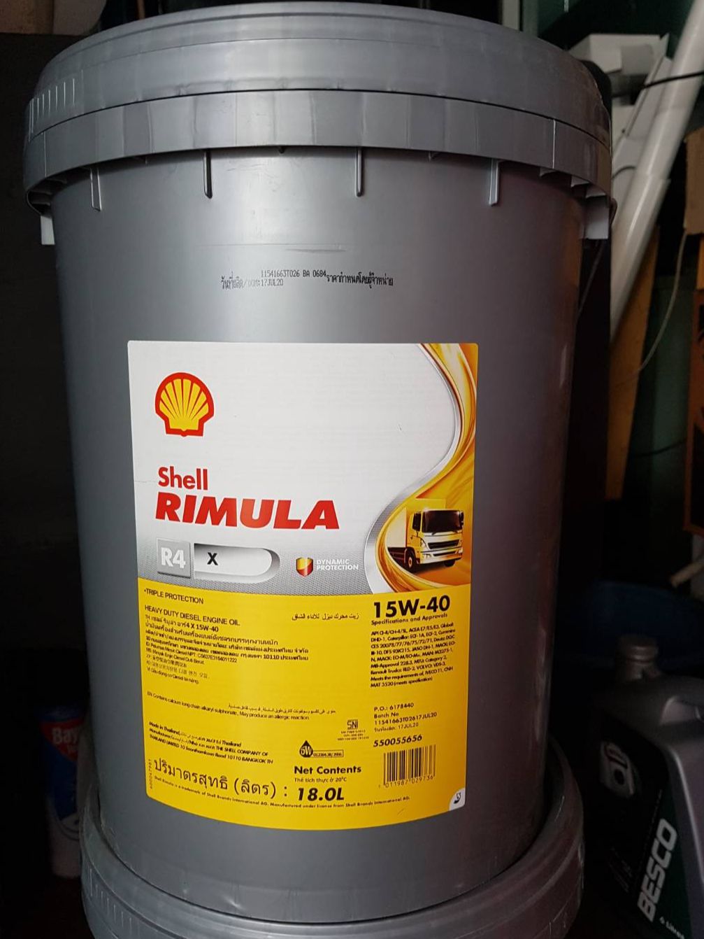 Shell 15W-40 Rimula R4X 15W-40 18Ltrs.API CI-4 น้ำมันเครื่องเชลล์ ริมู ...