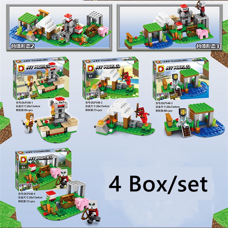 4 set Minecraft ABS Building Block Children Home Toys ของขวัญวันหยุด ...
