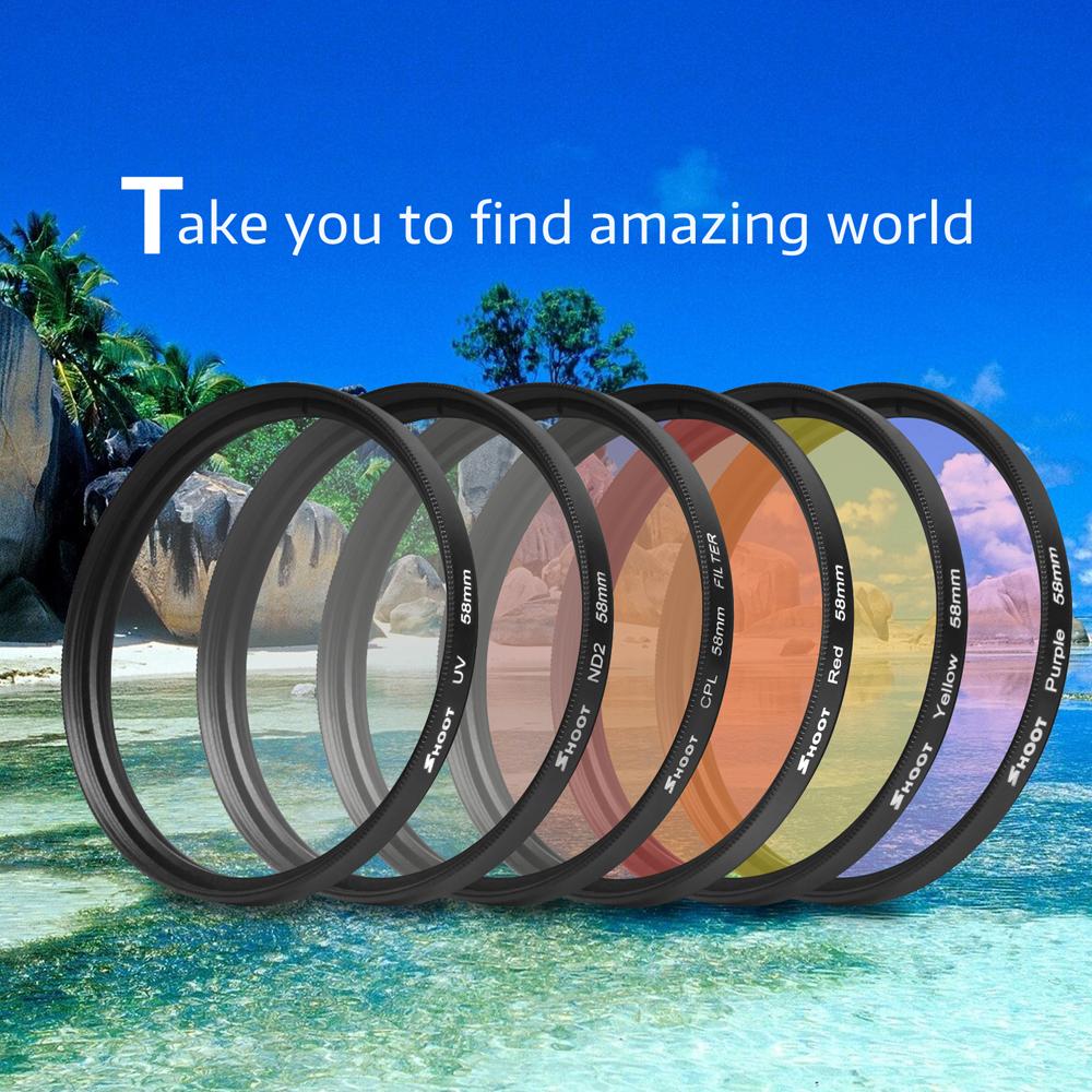 SHOOT 6 in 1 58mm Filter for GoPro Hero 5 6 7 Black Waterproof Case ...