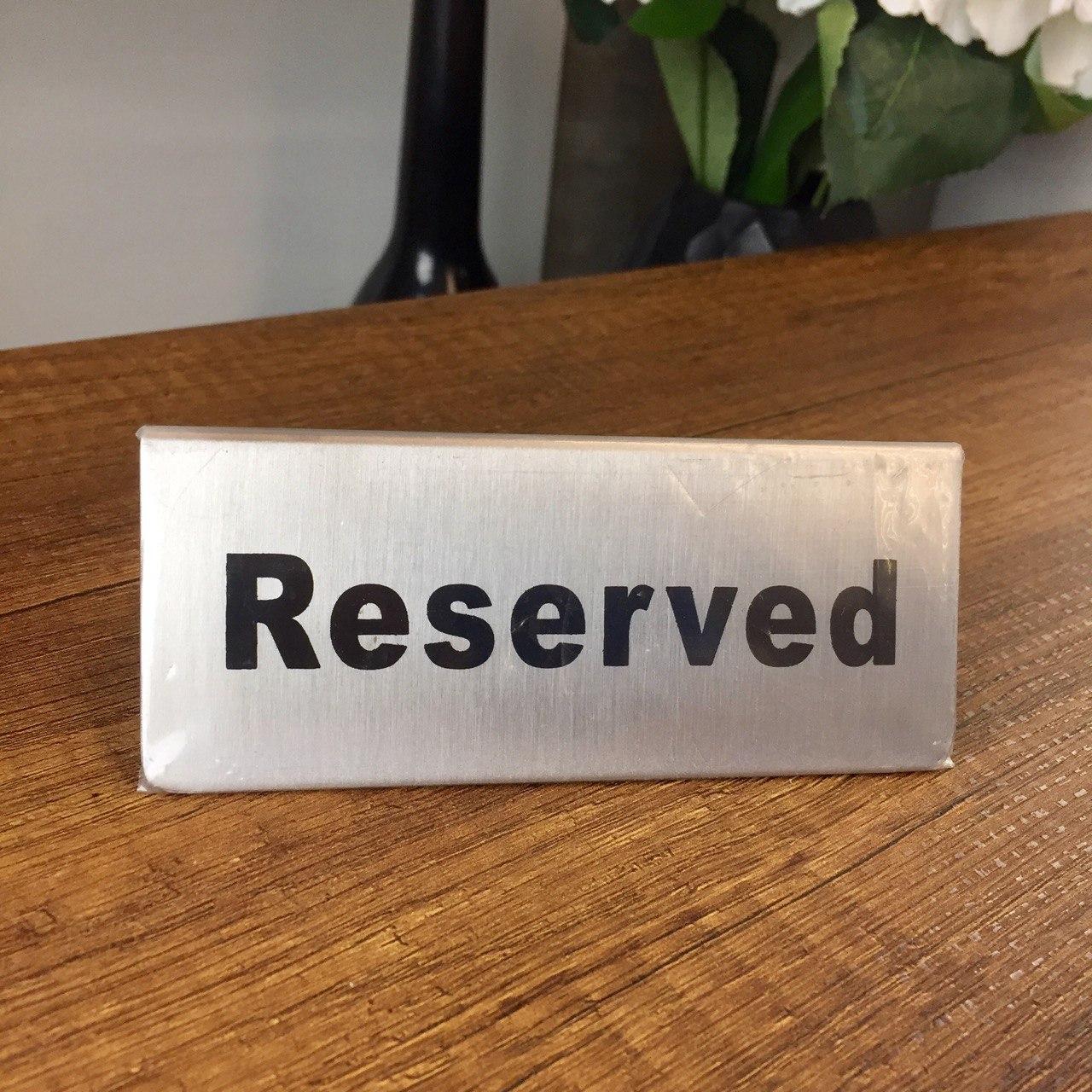 ป้ายจองโต๊ะ Reserved ป้ายจองโต๊ะสแตนเลส ยาว10 ซม. Twin Fish #SS-RESERED ...