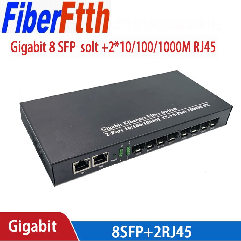 Fiber Optical Switch 8 SFP 2 1000M RJ45 Industrial Grade Gigabit ...