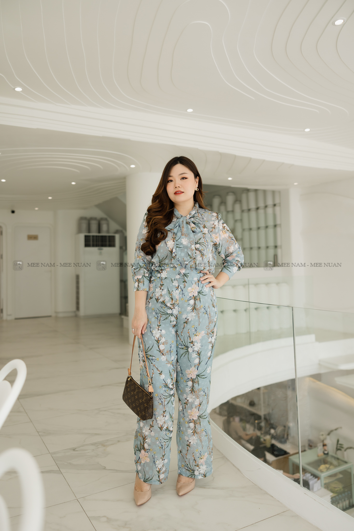 ST23 Plus size สาวอวบอ้วน เซ็ตฟ้าลายดอก เกรดพรีเมี่ยมลายนี้ มาเป็นเซตหยิบใส่ได้ ไม่ต้องแต่งอะไร ...