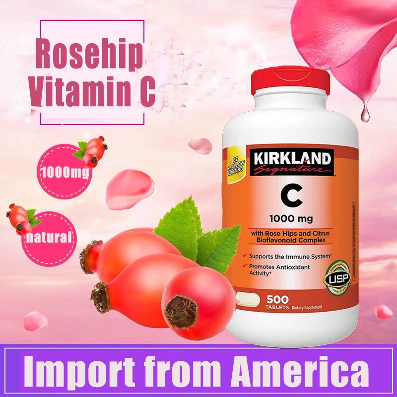 Kirkland Vitamin C 1000 mg จำนวน EXP.03/24 500 Tablets C with Rose Hips and Citrus Bioflavonoid ...