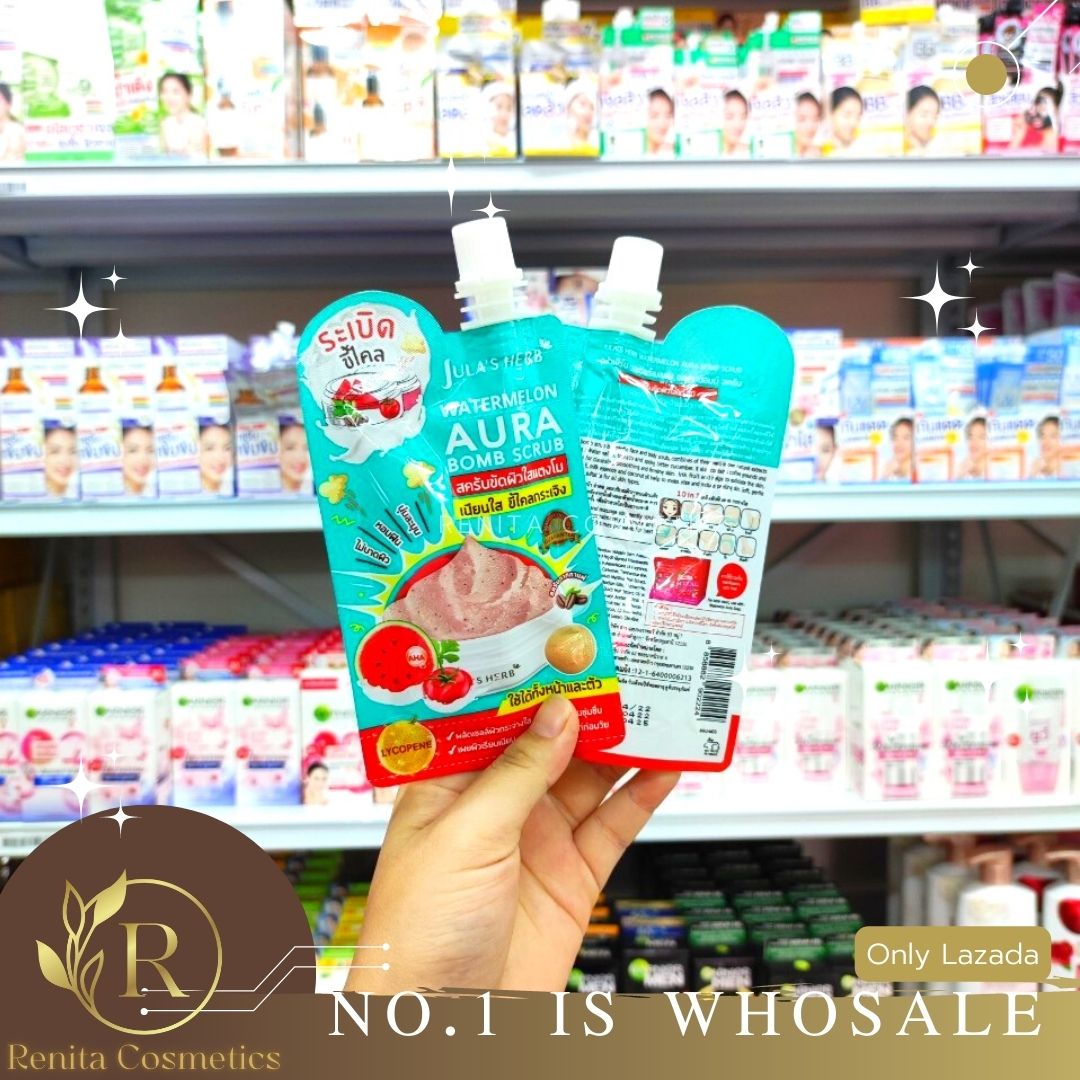 (1ซอง) JULA'S HERB WATERMELON AURA BOMB SCURB จุฬาเฮิร์บ วอเตอร์เมลอน ...