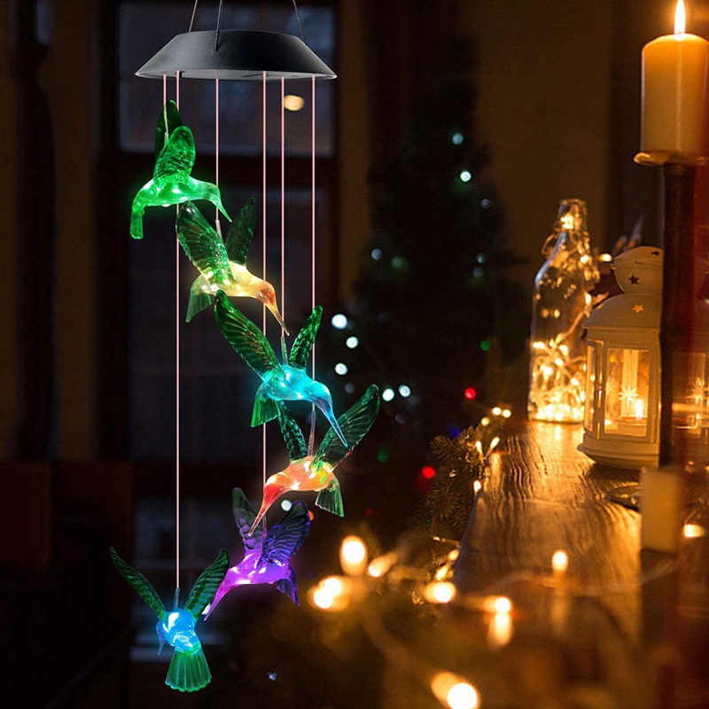 LED Solar Wind Chime Lamp Bird Wind Chime Lamp Pendant Wind Chime ...