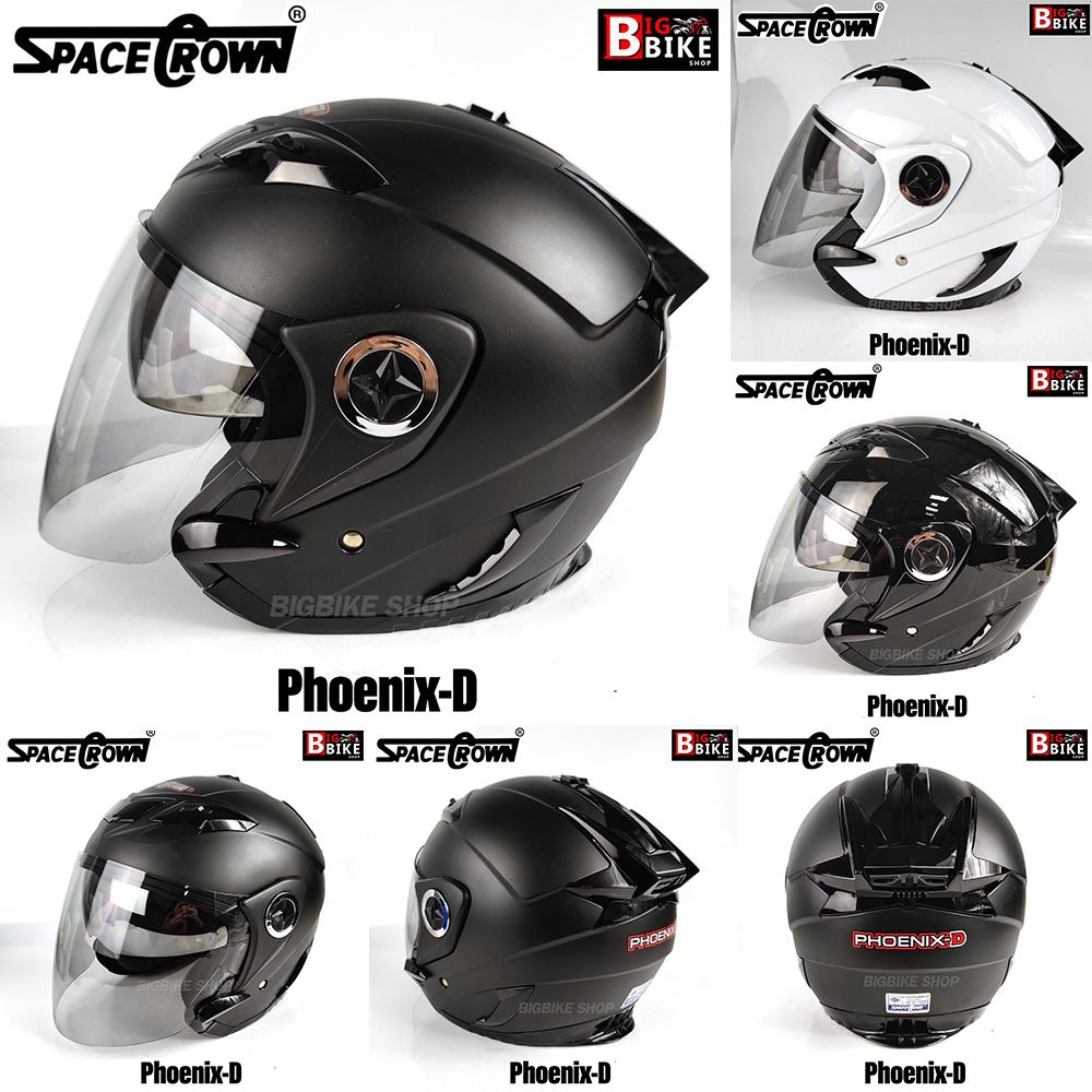 หมวกกันน็อคเต็มใบเปิดหน้า SPACE CROWN Open Face รุ่น PHOENIX-D มีแว่น 2 ...