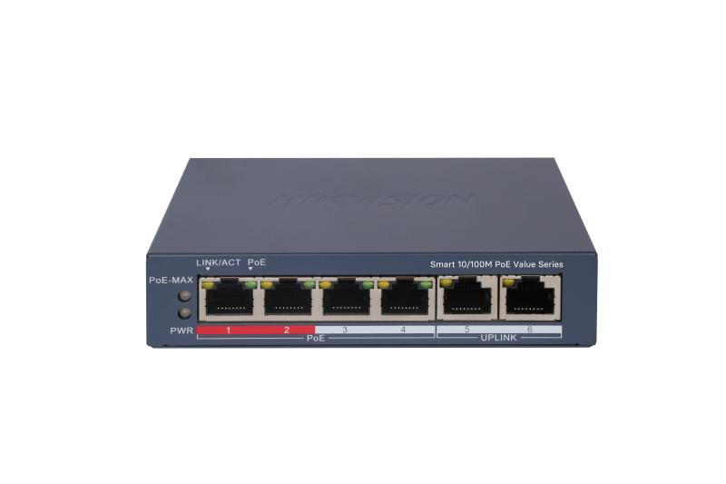 Hikvision DS-3E1106P-EI/M 4-Port 10/100Mbps PoE Smart Managed Switch ...