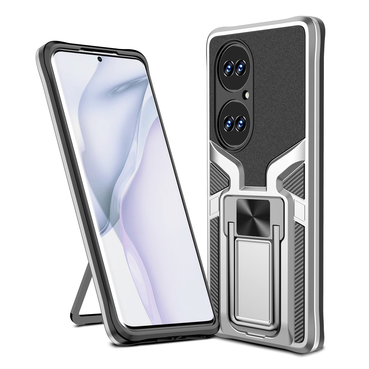 Huawei P50 Pro Case, EABUY Military Grade Armor Enhanced Metal Ring ...