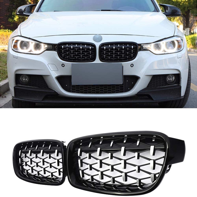 Front Kidney Grill, Front Hood Diamond Grille Meteor Grill for-BMW F30 ...