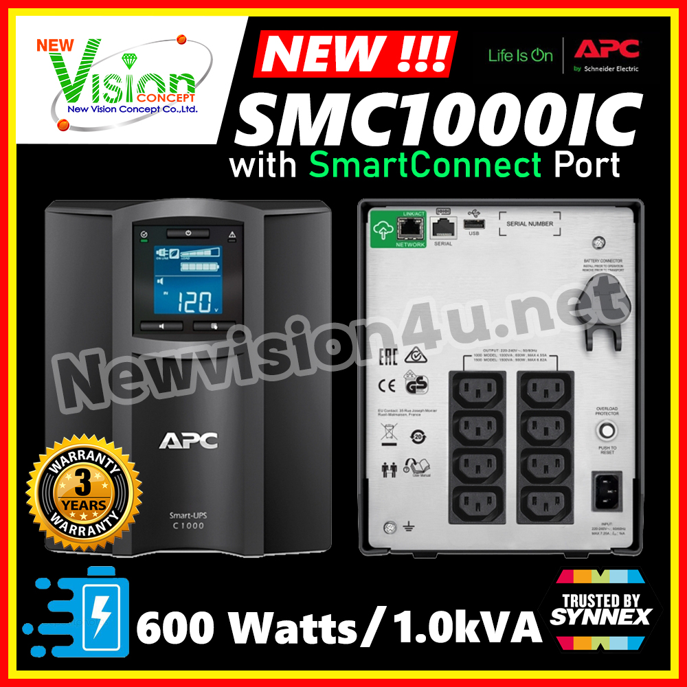 Best Seller ] { SMC1000I-3Y } เครื่องสำรองไฟ APC Smart-UPS 1000VA, Tower, LCD 230V with ...