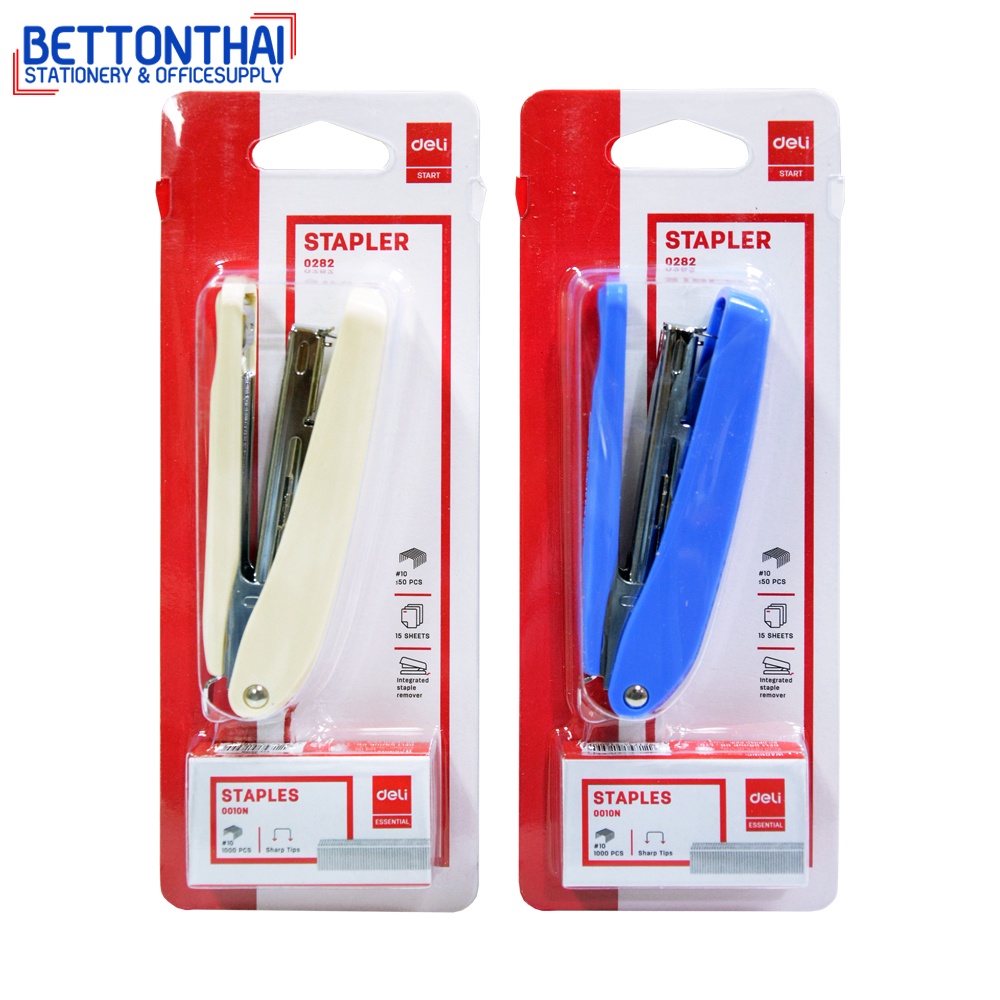 Deli 0229 Stapler เครื่องเย็บกระดาษ เบอร์10 เย็บได้ 15 แผ่น (คละสี 1 ...