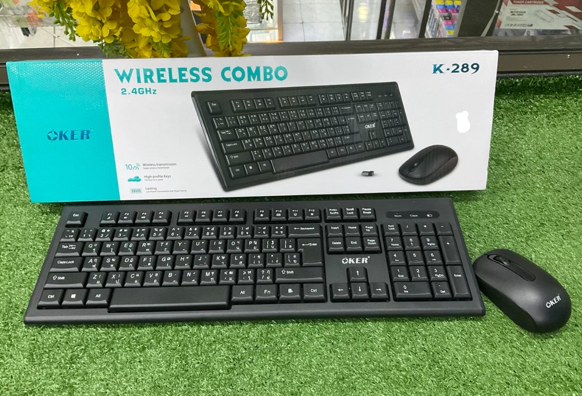 2IN1 WIRELESS OKER KEYBOARD Mouse K-289 2.4G Wireless Combo - IT Phone Stoer - ThaiPick