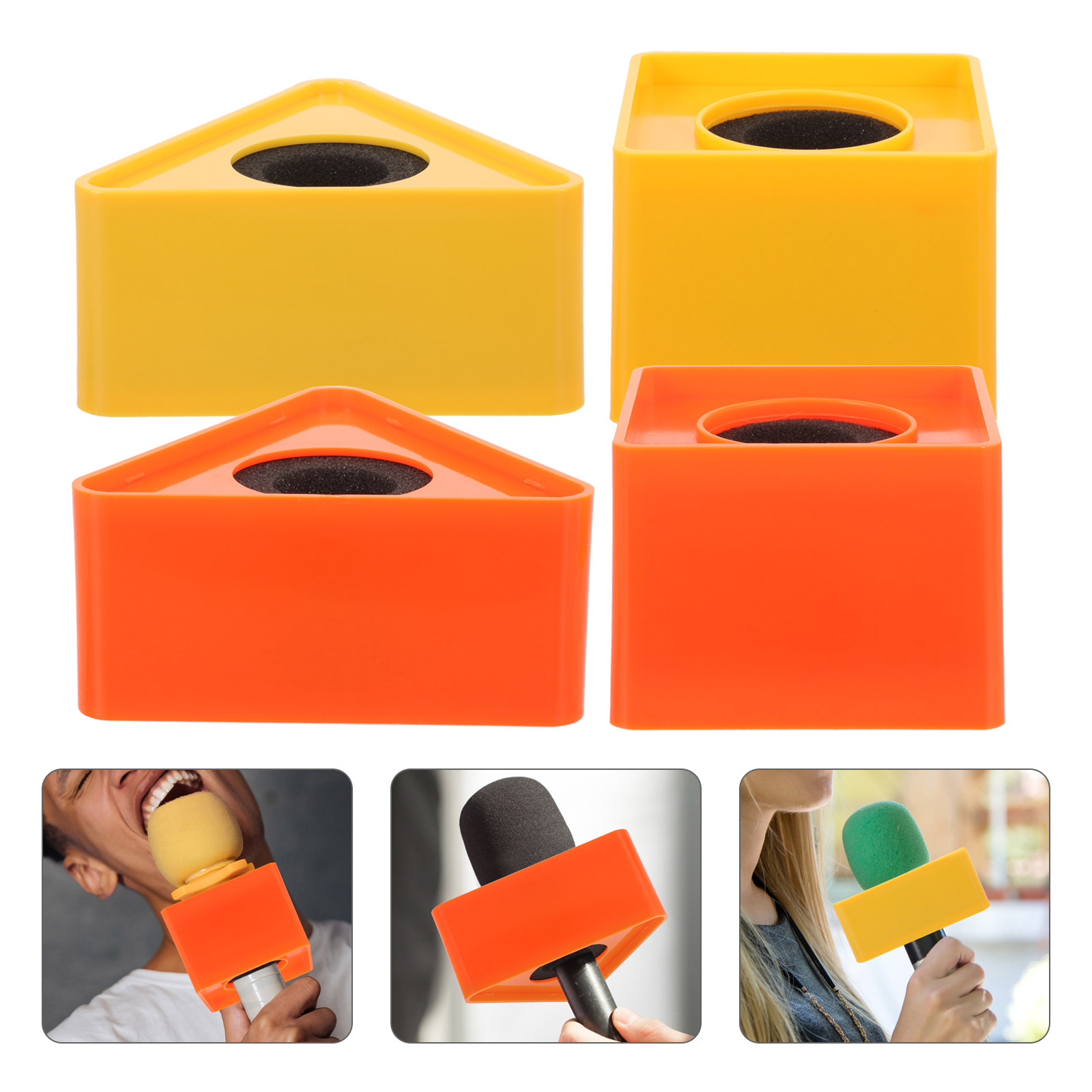 Pickegg 4pcs Microphone Flag Stations Triangle Shaped Square Cube ...