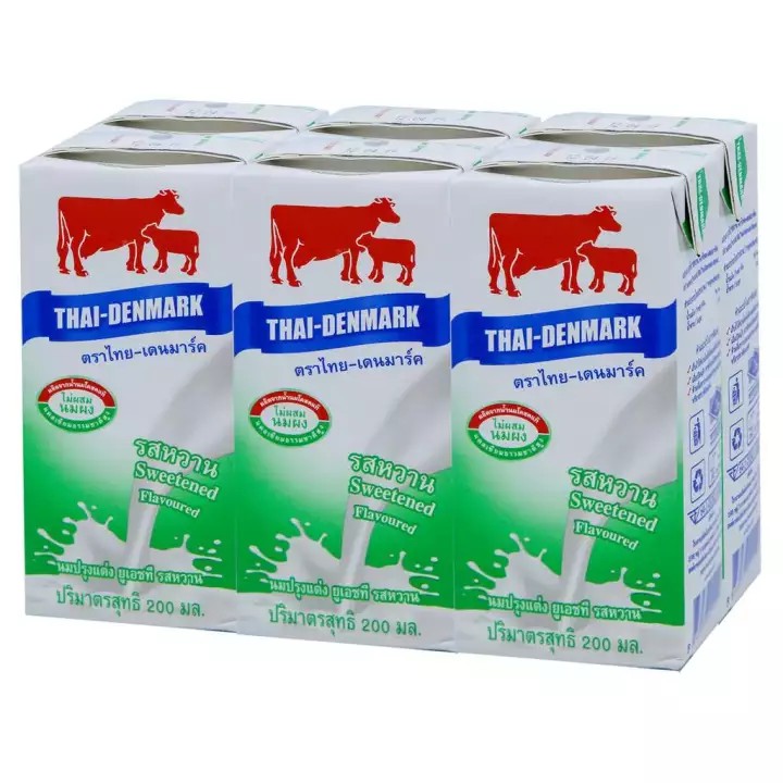 โปรโมชั่น Thai-Denmark นมไทย-เดนมาร์ค UHT 200ml. แพ็ค 6 รสจืด ราคาถูก ...