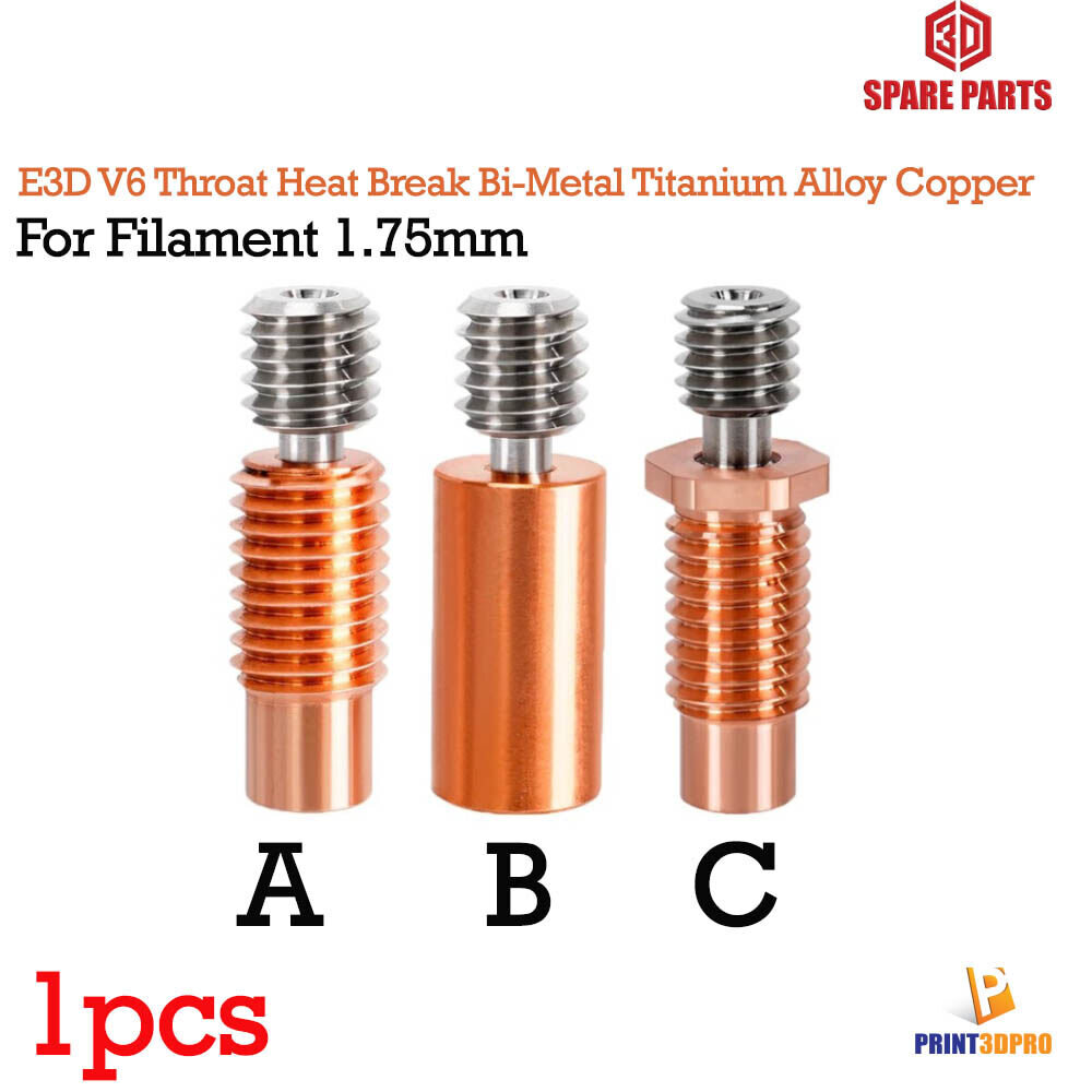 3D Printer Parts E3D V6 Throat Heat Break Bi-Metal Titanium Alloy ...