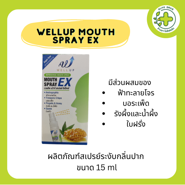 เวลอัพ เม้าท์ สเปรย์ อีเอ็กซ์ wellup mouth spray EX 15 ml ฟ้าทะลายโจร พ่นคอ | Lazada.co.th