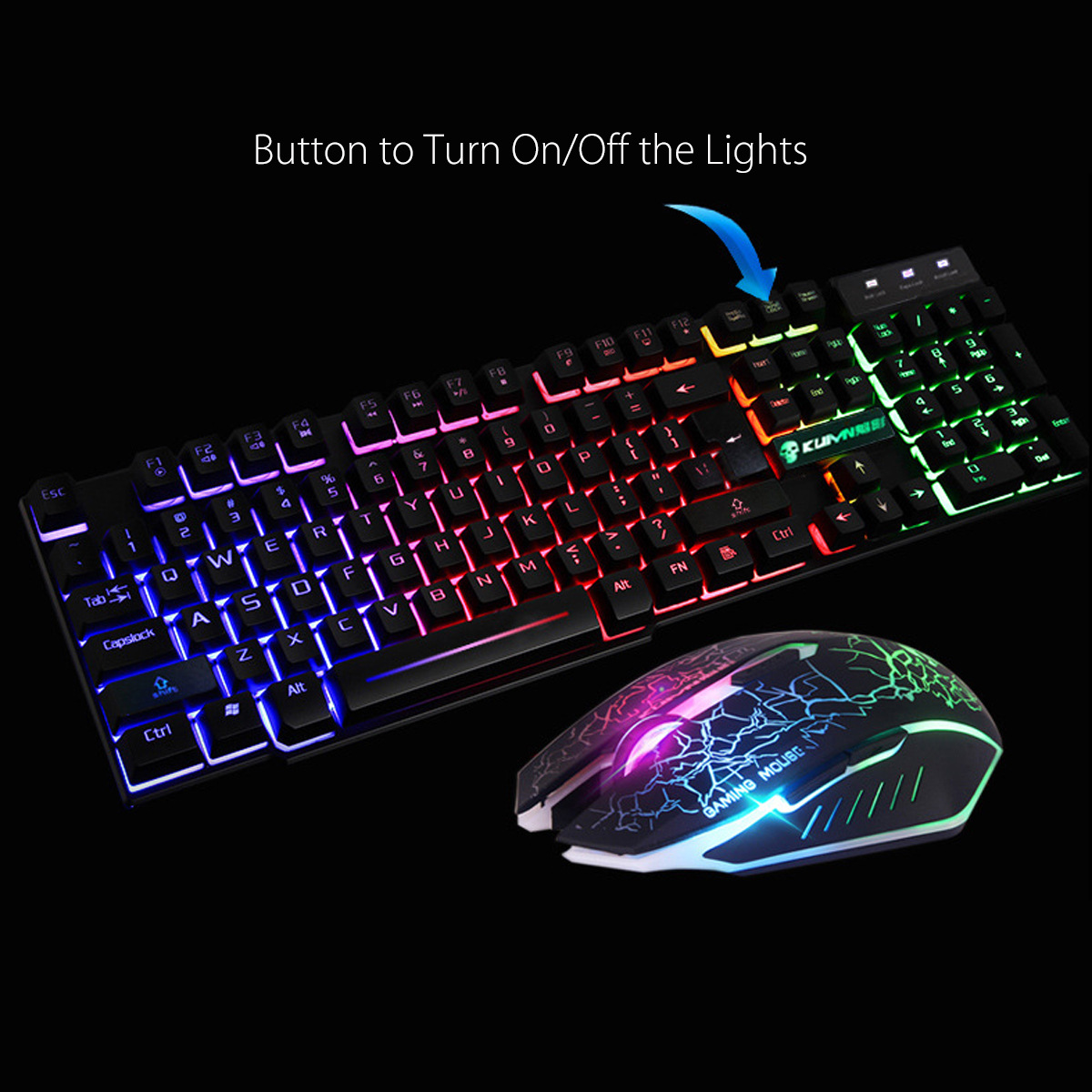 Gaming Keyboard and Mouse Combo LED Colorful Light Gaming Mechanical ...