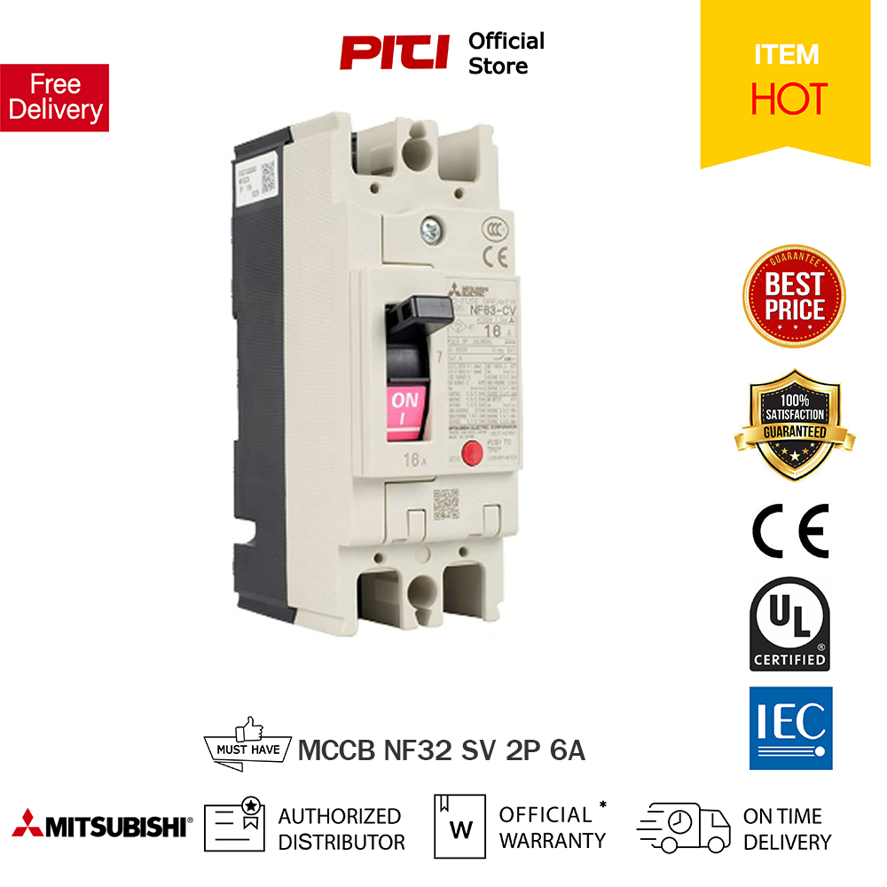 Mitsubishi NF32 SV 2P 6A Molded Case Circuit Breaker (MCCB) เบรกเกอร์ มิตซูบิชิ ต้องที่ ...