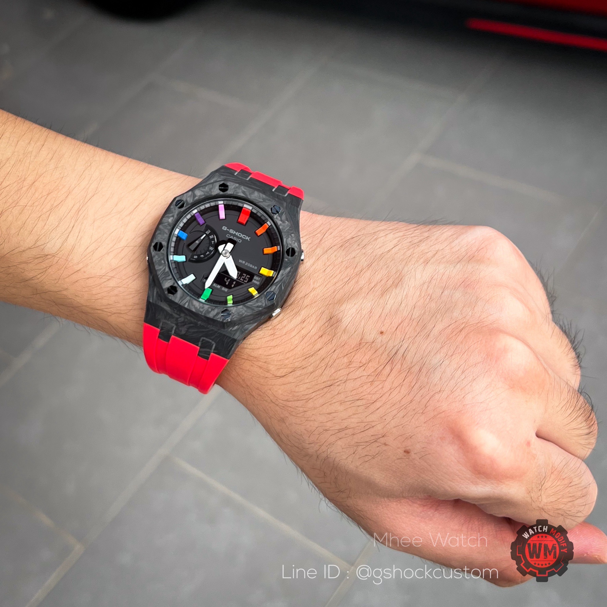 G-Shock Casioak Special Case Carbon Fiber with Rainbow Hour Markers Red ...