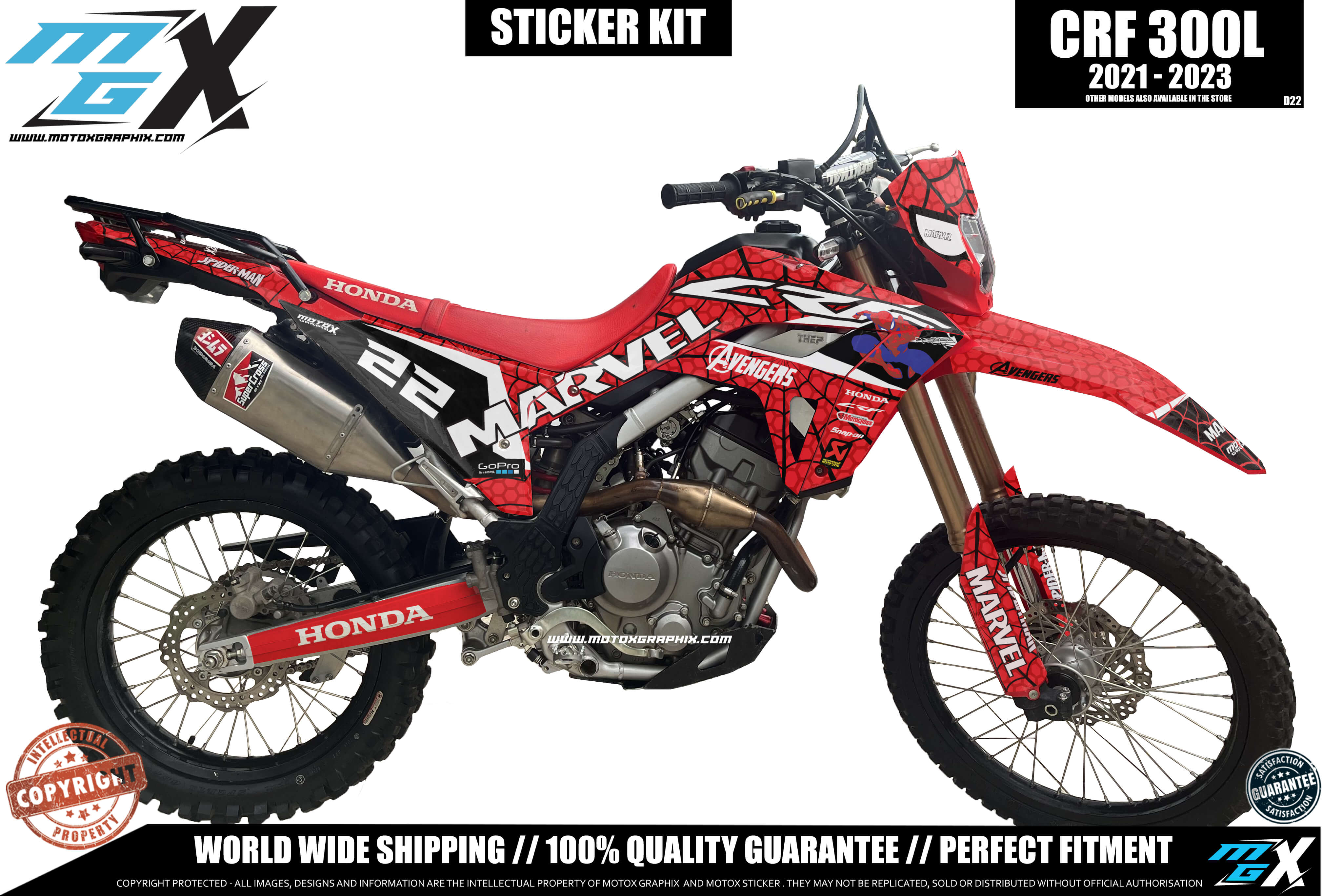 สติ๊กเกอร์ Honda CRF 300L ครบเซท สติ๊กเกอร์เคลือบเงา สุดคุ้ม | Lazada.co.th