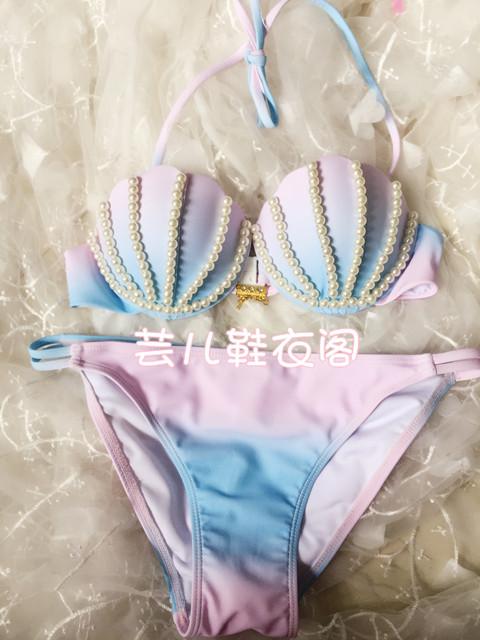 Handmade Mermaid Gradient Shell Bikini Beaded Bracelet Bandage Cloth ...