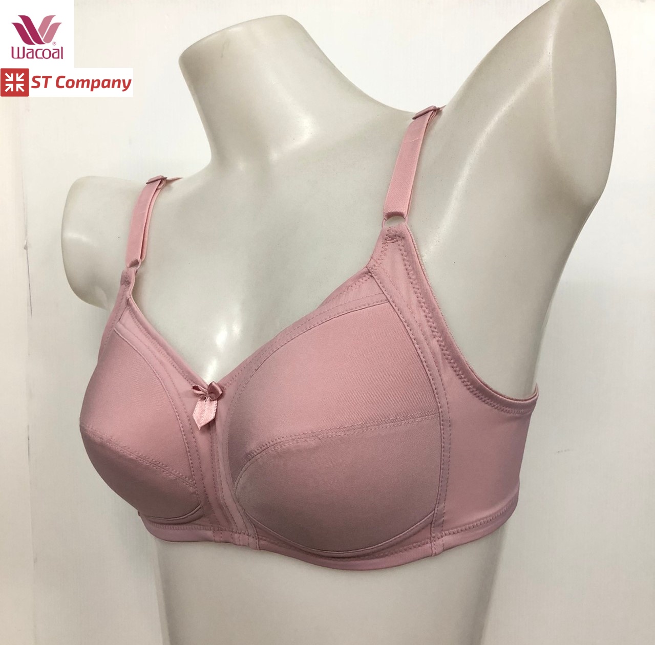 Wacoal Basic Bra สีเบจ (BE) ไม่มีโครง Wireless Bra เต็มคัพ เก็บทรง เสริมฟองบาง 3 ตะขอ รุ่น ...