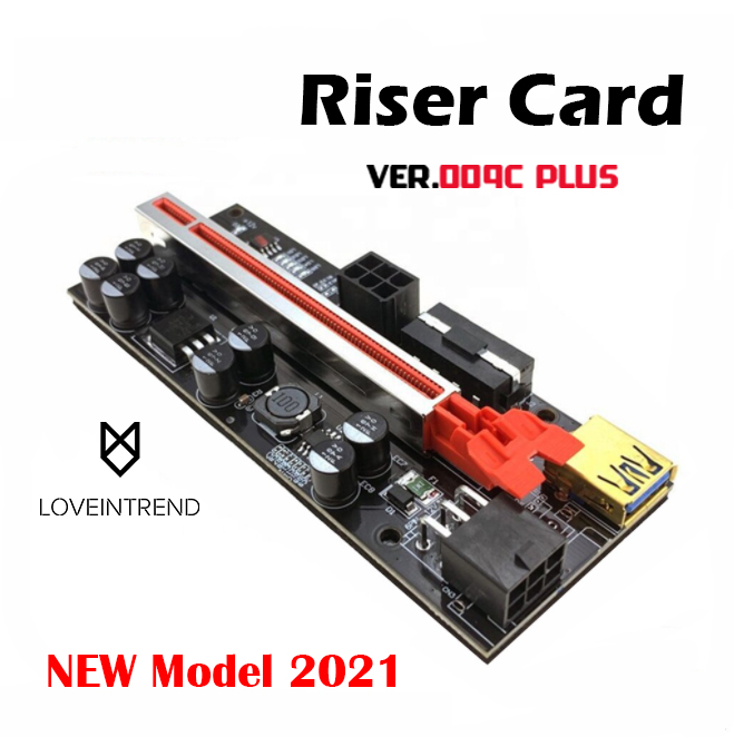 Riser Card Ver.009C PLUS PCI-E16X Gold Edition LED (ไรเซอร์ รุ่นล่าสุด ...