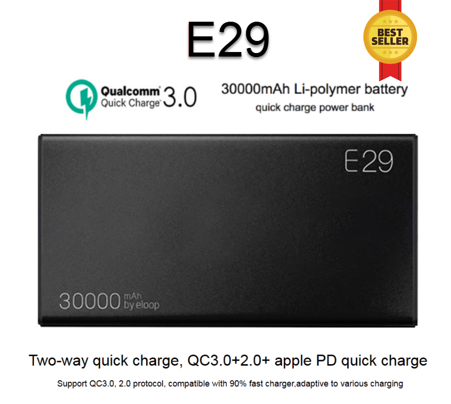 Nextone ขายดีอันดับ1 พร้อมส่ง ELOOP E29 POWER BANK 30000mAh สีดำสีเทา ชาร์จเร็ว QC3.0 QC2.0 ของ ...