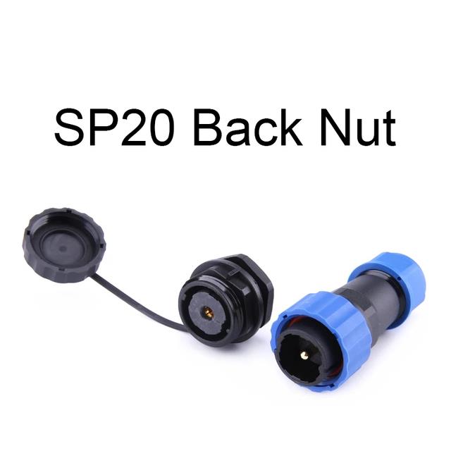SP20 IP68 Waterproof Connector plug Back nut/Square/Docking/Flange ...